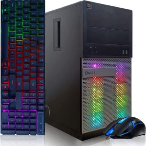 Dell RGB Gaming Desktop PC, Intel Quad I5 up to 3.6GHz, GeForce GTX 1660 Super 6G GDDR6, 16GB RAM, 128G SSD + 2TB, DVD, WiFi & Bluetooth, RGB Keyboard & Mouse, Win 10 Pro(Renewed)