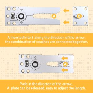 Sectional Couch Connectors for Sliding Sofas 2Pack Heavy Duty Steel Sofa Clips Non-Slip Furniture Connectors Universal Bracket Hooks Buckle for Sliding Sofas