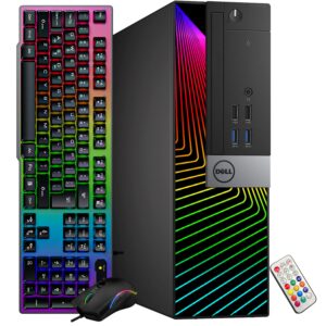 dell optiplex desktop customized rgb lights computer intel core i7 3.40ghz 16 gb ram 1tb ssd windows 10 pro - wifi - gaming pc keyboard & mouse hdmi (renewed)