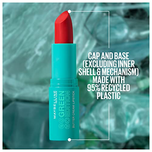 Maybelline Green Edition Butter Cream High-Pigment Bullet Lipstick, Shore, Coral Nude, 0.12 oz