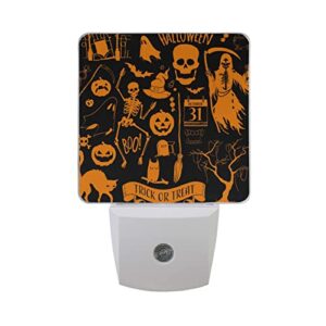 jstel plug-in led night light with dusk-to-dawn sensor, skull nightlights halloween pumpkin night lights plug into wall automatic lights motion sensor for indoors