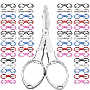 folding scissors small foldable scissors mini travel stainless steel portable scissors bulk glasses shaped anti rust sewing cutter shear for nurse week gifts school office supplies(50 pcs)