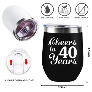 40th Anniversary Wedding Gifts for Couple Gifts for Rubywedding Anniversary Forty Years Anniversary Decorations 40 Years Marriage Gifts for Wife Husband Parents 2 Pack Wine Tumbler 12 OZ