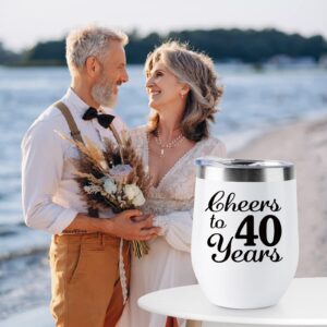 40th Anniversary Wedding Gifts for Couple Gifts for Rubywedding Anniversary Forty Years Anniversary Decorations 40 Years Marriage Gifts for Wife Husband Parents 2 Pack Wine Tumbler 12 OZ