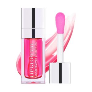 hjuyyuah hydrating lip glow oil plumping lip tint transparent lip care oil non-sticky big brush head glitter shine primer lip tint 6ml (#03)