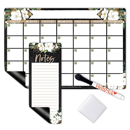 Magnolia Large Magnetic Calendar for Fridge Dry Erase Board for Refrigerator - Magnetic Fridge Calendar Dry Erase Magnetic Whiteboard Calendar, Magnetic Dry Erase Calendar for Fridge Planner Magnet…