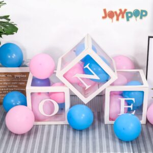 One Balloon Boxes for 1st Birthday with 3pcs ONE Letters for 1st Birthday Decorations Boy Girl(White)