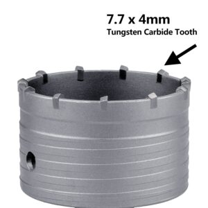 GUICGOC 105mm (4-1/8 inch) Concrete Hole Saw with 220mm SDS Plus Connecting Rod, Tungsten Carbide Teeth (7.7mm x 4mm) Cement Hole Saw for Concrete Cement Brick Wall Stone 105mm / 4-1/8 inch