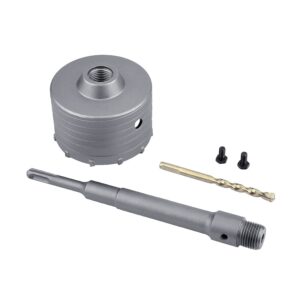 GUICGOC 105mm (4-1/8 inch) Concrete Hole Saw with 220mm SDS Plus Connecting Rod, Tungsten Carbide Teeth (7.7mm x 4mm) Cement Hole Saw for Concrete Cement Brick Wall Stone 105mm / 4-1/8 inch