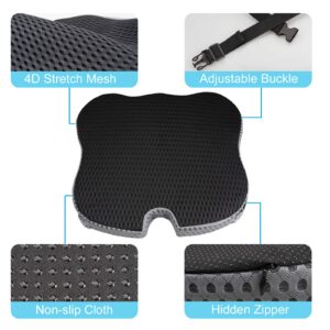 Car Coccyx Seat Cushion Pad for Sciatica Tailbone Pain Relief, Heightening Wedge Booster Seat Cushion for Short People Driving, Truck Driver, for Office Chair, Wheelchair (Black White)