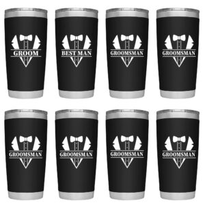 yuunei-home 8 pack groomsmen tumbler and bachelor party tumbler, groomsmen tumbler cups for groomsmen gifts or bachelor proposal party tumbler gift