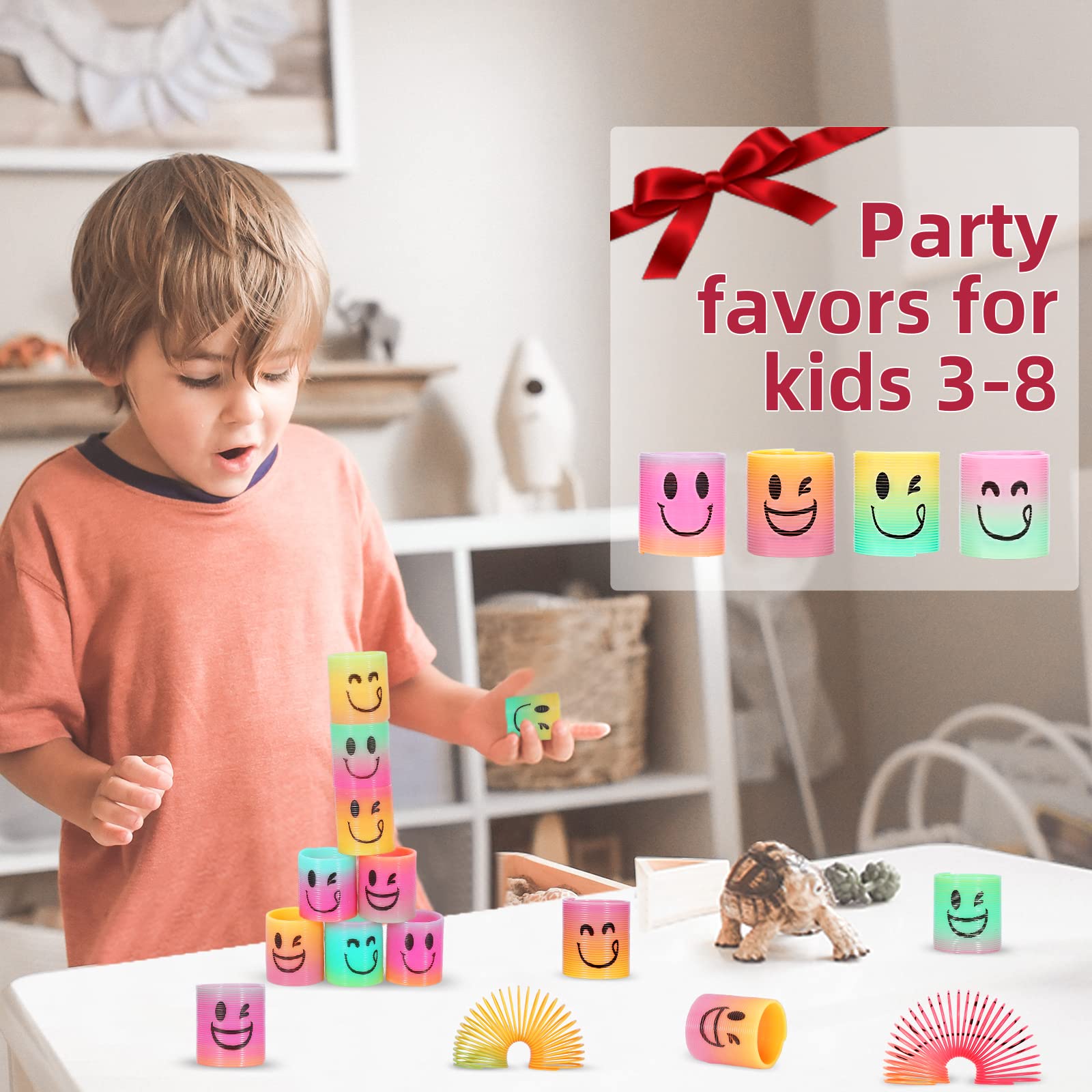 AZEN 24 Pcs Mini Spring Party Favors for Kids 3-5 4-8, Goodie Bags Stuffers for Birthday Party, Classroom Prizes Kids Prizes, Small Bulk Toys Gifts (4 Smile)