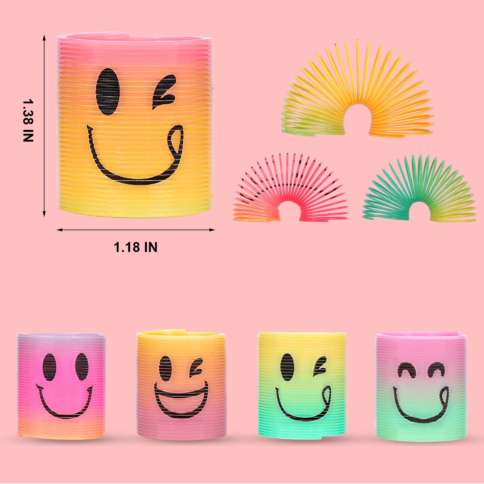 AZEN 24 Pcs Mini Spring Party Favors for Kids 3-5 4-8, Goodie Bags Stuffers for Birthday Party, Classroom Prizes Kids Prizes, Small Bulk Toys Gifts (4 Smile)