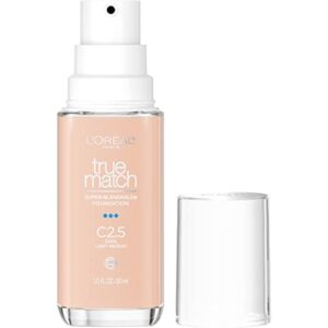 l'oreal paris true match super-blendable foundation, medium coverage liquid foundation makeup, c2.5, light medium, 1 fl oz