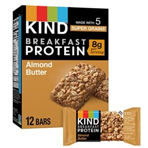 kind breakfast, healthy snack bar, almond butter, gluten free breakfast bars, 8g protein, 1.76 oz packs (6 count)