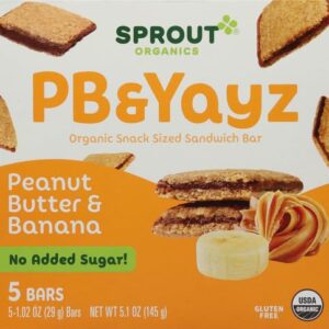 Sprout Organics PB & Yayz Sandwich Bars Peanut Butter & Banana, Organic Gluten Free Toddler Snack