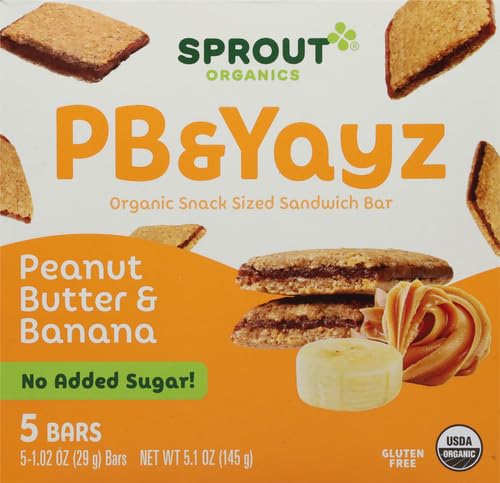 Sprout Organics PB & Yayz Sandwich Bars Peanut Butter & Banana, Organic Gluten Free Toddler Snack