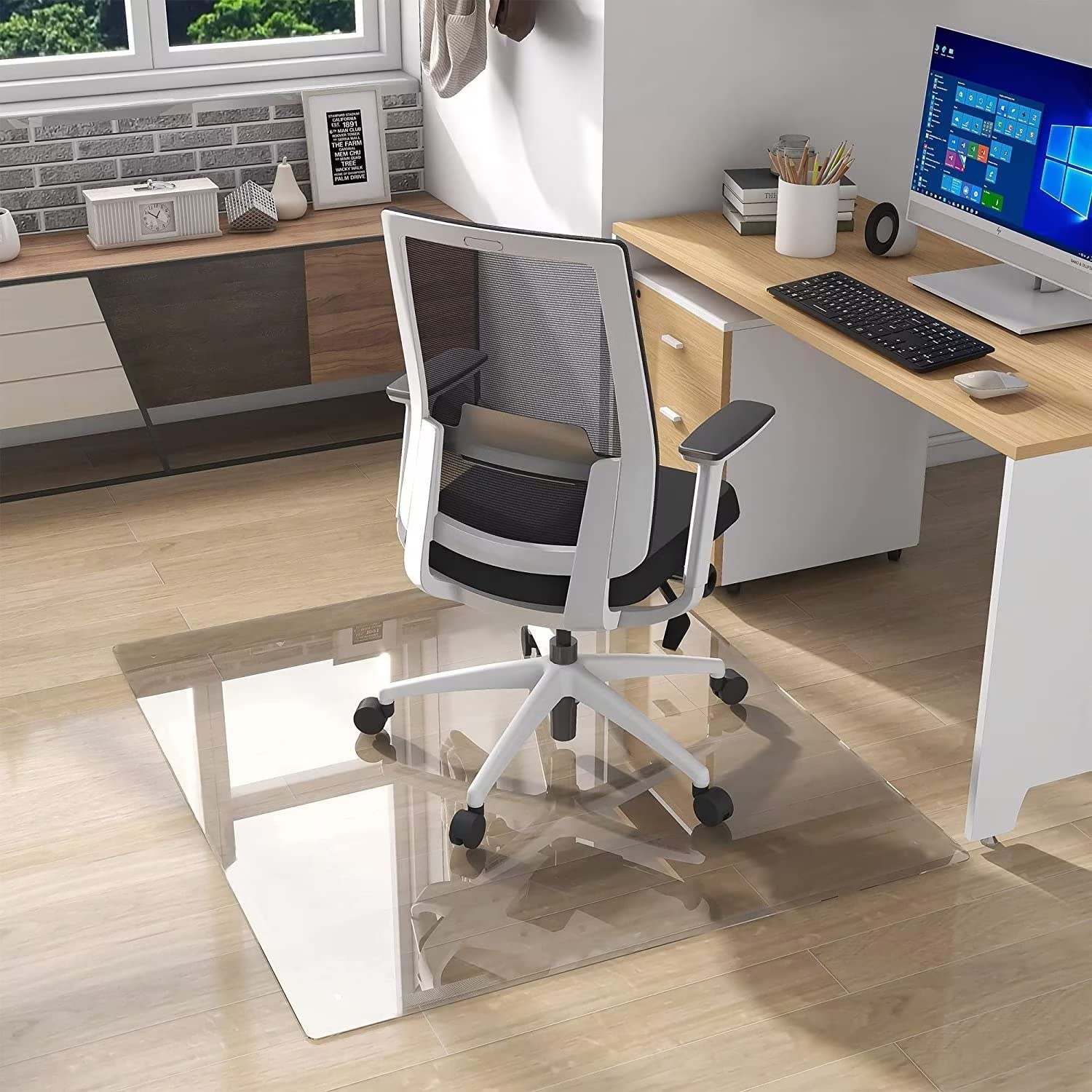 Natsukage Glass Chair Mat, 36" x 48" x 1/4" Thick Tempered Glass Office Chair Mat for Carpet or Hardwood Floor - Effortless Rolling, Easy to Clean, Best for Your Home or Office Floor