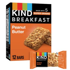 kind breakfast, healthy snack bar, peanut butter, gluten free breakfast bars, 100% whole grains, 1.76 oz packs (6 count)