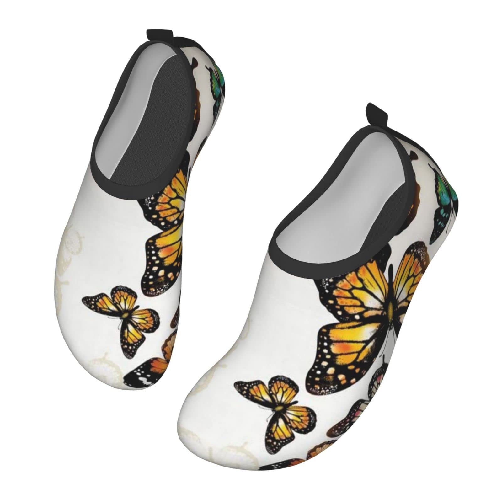 Outdoor Beach Water Shoes Monarch Butterflies Flying Shades Barefoot Shoes Aqua Pool Socks for Swim Surf Yoga