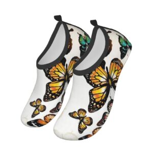 Outdoor Beach Water Shoes Monarch Butterflies Flying Shades Barefoot Shoes Aqua Pool Socks for Swim Surf Yoga