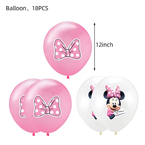 18pcs Minnie Mickey Mouse Birthday Party Balloons, Minnie Mickey Mouse Party Balloons Kids Party Supplies Decorations Favors (Balloons 18pcs)