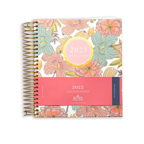 KITLIFE 2023 Keeping it Together Daily Planner | Chic Women’s Planner with Monthly Calendar – Spiral Bound Hardcover Appointment Book – Schedule Your Business Day – Agenda with Premium Paper, Floral