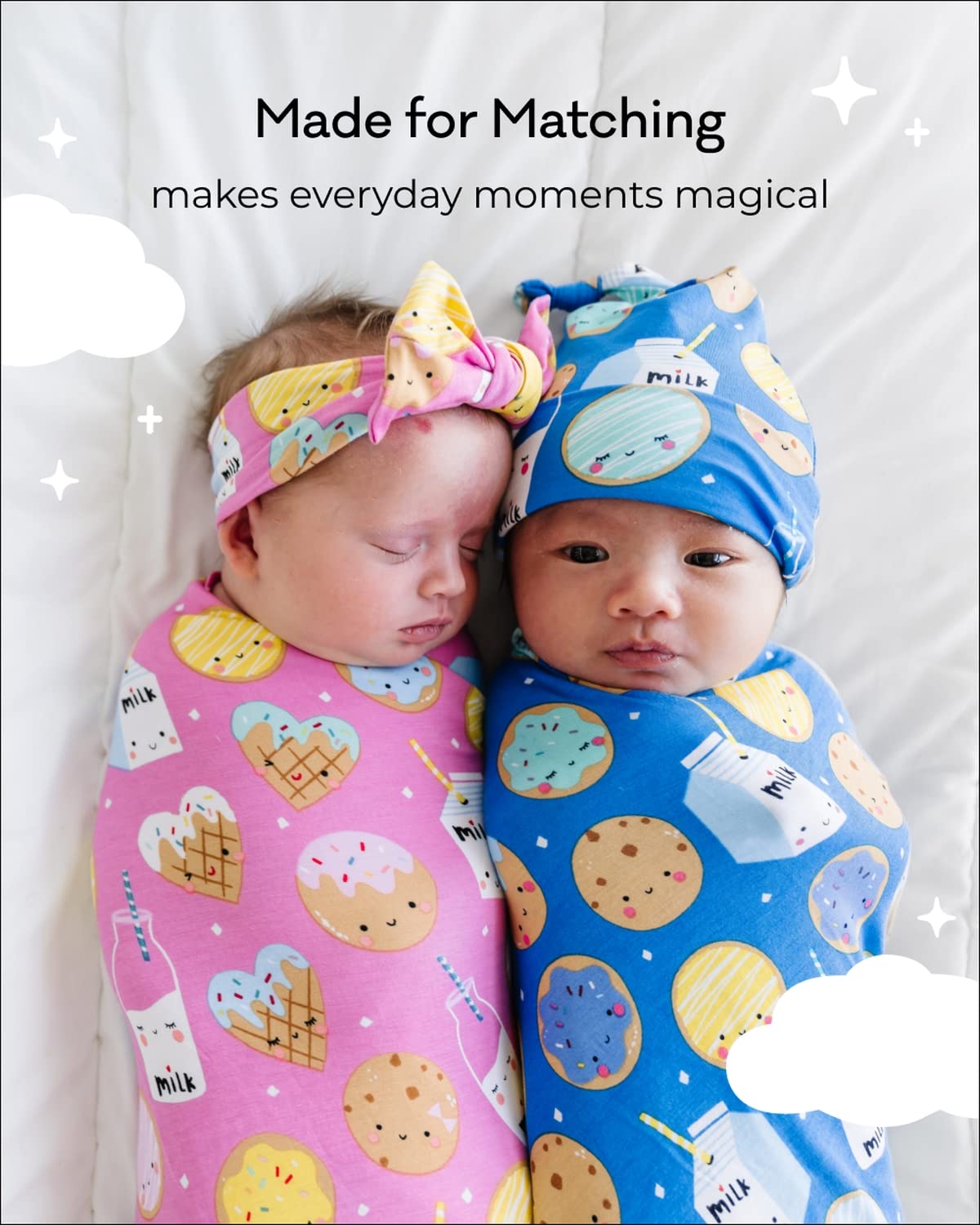 Little Sleepies Newborn Swaddle + Headband Set, Viscose from Bamboo Baby Wrap, Sunshine