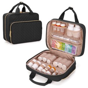 damero pill bottle organizer, travel medicine bag organizer, medicine organizer and storage for pills, vitamin, fish oil, medical supplements for women and men, black