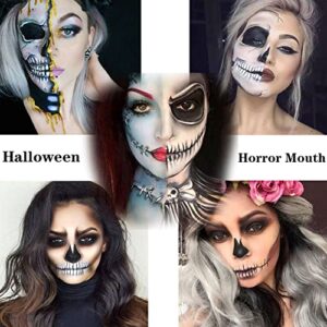 Halloween Temporary Tattoos Mouth Dark Black Face Mouth Teeth Stickers Terror Waterproof Ornaments for Adults kids 10pcs Halloween Tattoos Stickers Decal Party Decoration Supplies