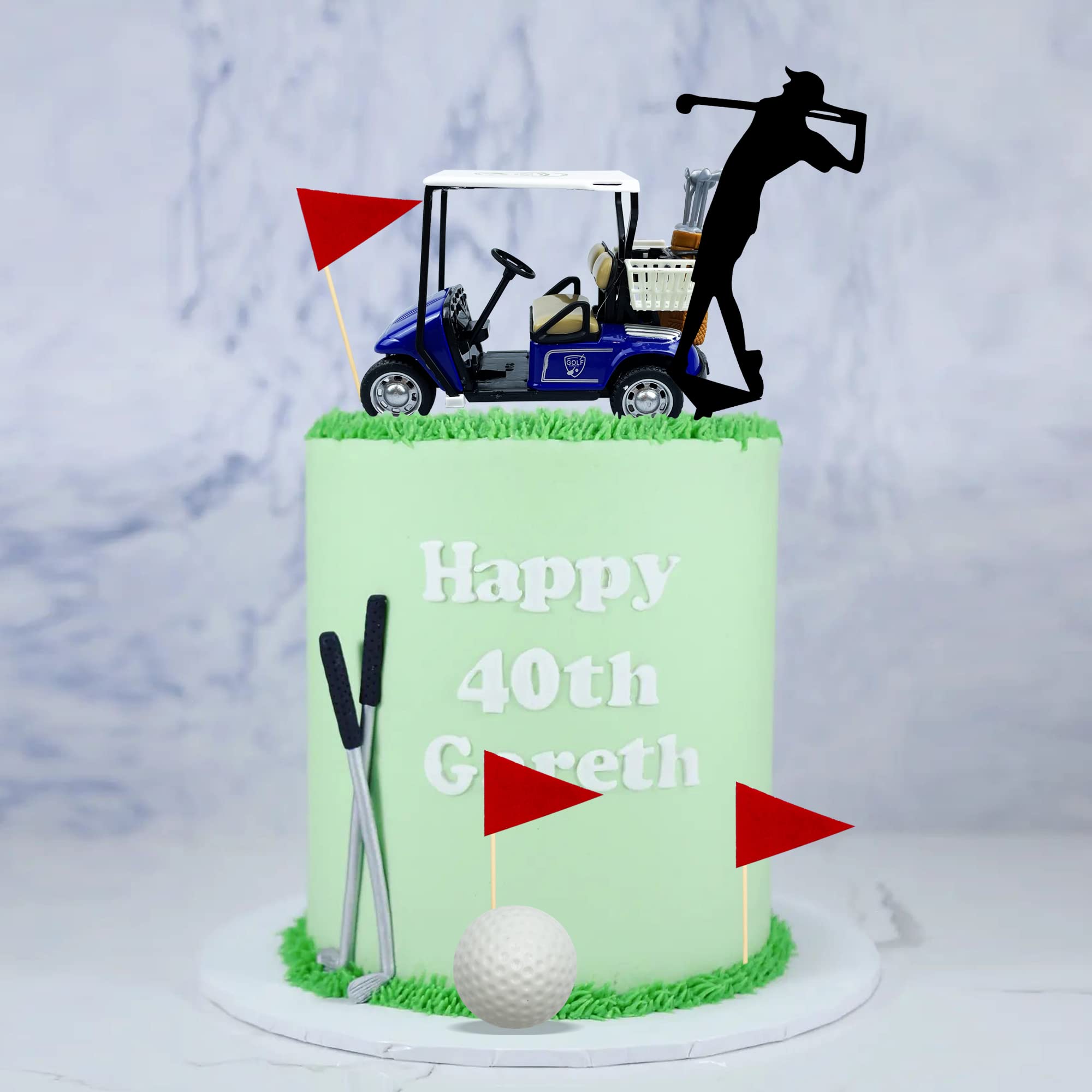 Golf Cake Decorations Heading for The Blue Cake Topper Birthday Decorations for Golfers with Cart Flag Golf Ball for Men Sport Golf Theme Party Supply