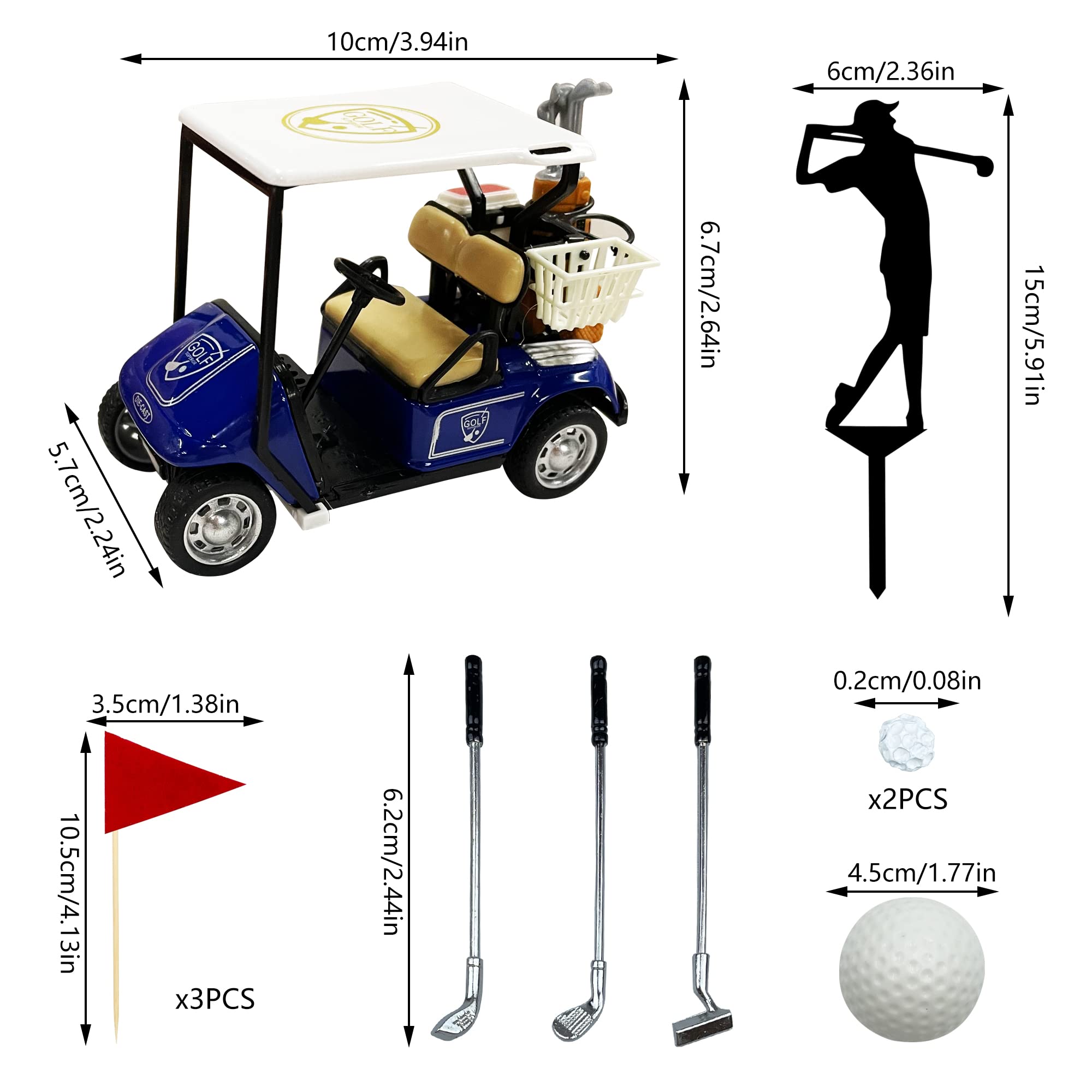 Golf Cake Decorations Heading for The Blue Cake Topper Birthday Decorations for Golfers with Cart Flag Golf Ball for Men Sport Golf Theme Party Supply