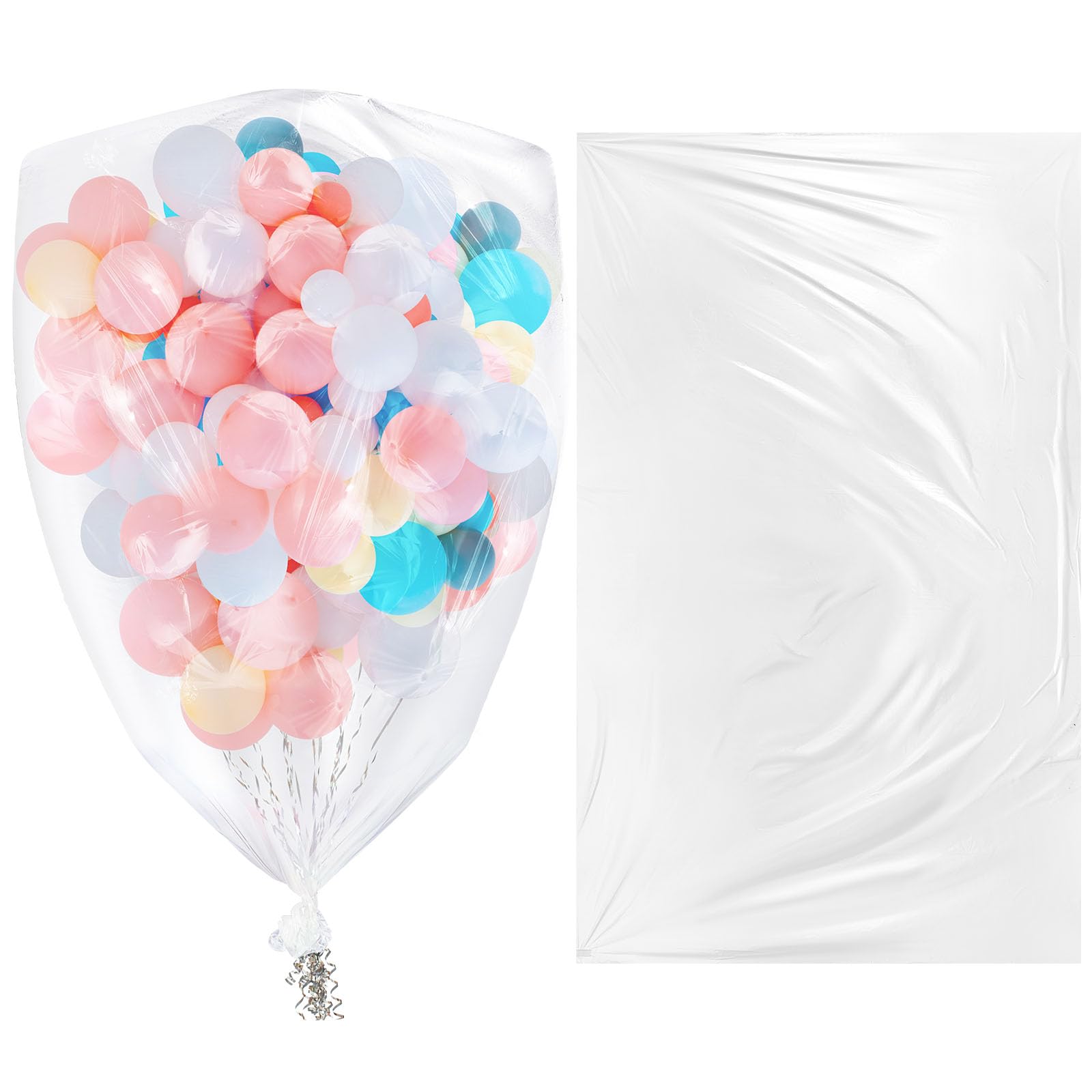 Large Balloon Bags for Transport Clear Balloon Drop Bag Plastic Bags for Balloons Big Balloon Carrying Bag Giant Storage Bags for Birthday Celebration Eve Party Supplies (98.4 x 59.1 Inch,2 Pcs)