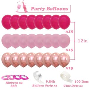 Pink 21st Birthday Decorations for Her Rose Gold Hot Pink Balloons, Happy Birthday Banner Pink, 21 Balloon Number Rose Gold, Hot Pink Lips Balloon, Champagne Bottle Balloon, Finally 21 Bday Supplies