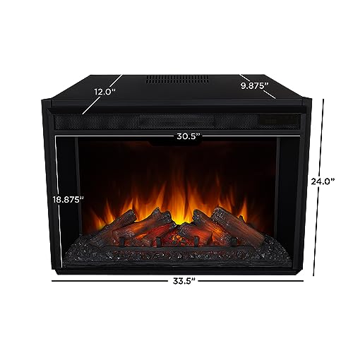 Real Flame Manus 64" Grand Electric Fireplace, Free-Standing with Mantel & Real Wood Finish - 6 Flame Colors, 5 Brightness Levels