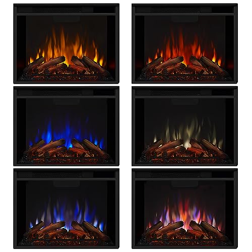 Real Flame Manus 64" Grand Electric Fireplace, Free-Standing with Mantel & Real Wood Finish - 6 Flame Colors, 5 Brightness Levels