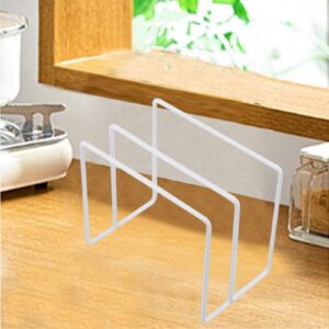 Cutting Board Rack, Lid Rack Wall Mounted Wrought Iron Cutting Board Rack,Self Adhesive Lid Cutting Chopping Board Countertop Rack Kitchen Organizer(White)