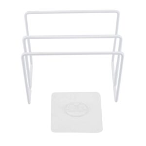 Cutting Board Rack, Lid Rack Wall Mounted Wrought Iron Cutting Board Rack,Self Adhesive Lid Cutting Chopping Board Countertop Rack Kitchen Organizer(White)