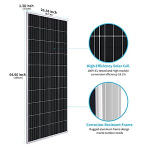 Renogy Solar Panel 200 Watt 12 Volt, High-Efficiency Monocrystalline PV Module Power Charger 200W & Solar Panel Mounting Z Brackets Lightweight Aluminum Corrosion-Free Construction for RVs, 4 Units