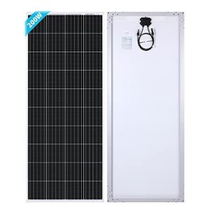 Renogy Solar Panel 200 Watt 12 Volt, High-Efficiency Monocrystalline PV Module Power Charger 200W & Solar Panel Mounting Z Brackets Lightweight Aluminum Corrosion-Free Construction for RVs, 4 Units