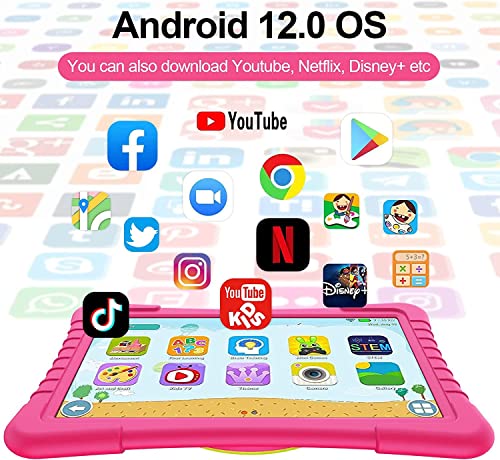 NORTH BISON Kids Tablet, 10 inch Tablet for Kids 64GB ROM+512GB Expand Android Tablets, Tablet APP Preinstalled & Parent Control Kids-Pink