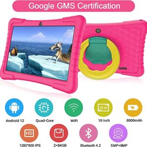 NORTH BISON Kids Tablet, 10 inch Tablet for Kids 64GB ROM+512GB Expand Android Tablets, Tablet APP Preinstalled & Parent Control Kids-Pink