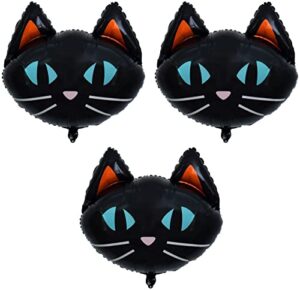 25.6" black cat balloons - cat head foil balloon decoration for halloween birthday baby shower animal party day of death decor supplier 3pcs