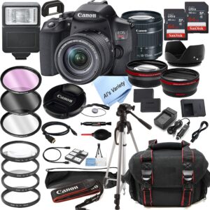 canon eos rebel t8i dslr camera w/ef-s 18-55mm f/4-5.6 stm zoom lens + 128gb memory + case + tripod + filters (36pc bundle) (renewed)