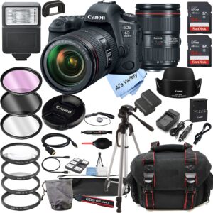 canon eos 6d mark ii dslr camera w/ef 24-105mm f/4 l is ii usm zoom lens + 128gb memory + case + tripod + filters (34pc bundle) (renewed)