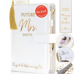 PERSONALIZED Wedding Planner Book and Organizer for The Bride Ð Faux Leather 'Future Mrs' Wedding Binder I Wedding Planning Book Checklist I Includes Pen, Bookmark & Stickers I Perfect Engagement Gift