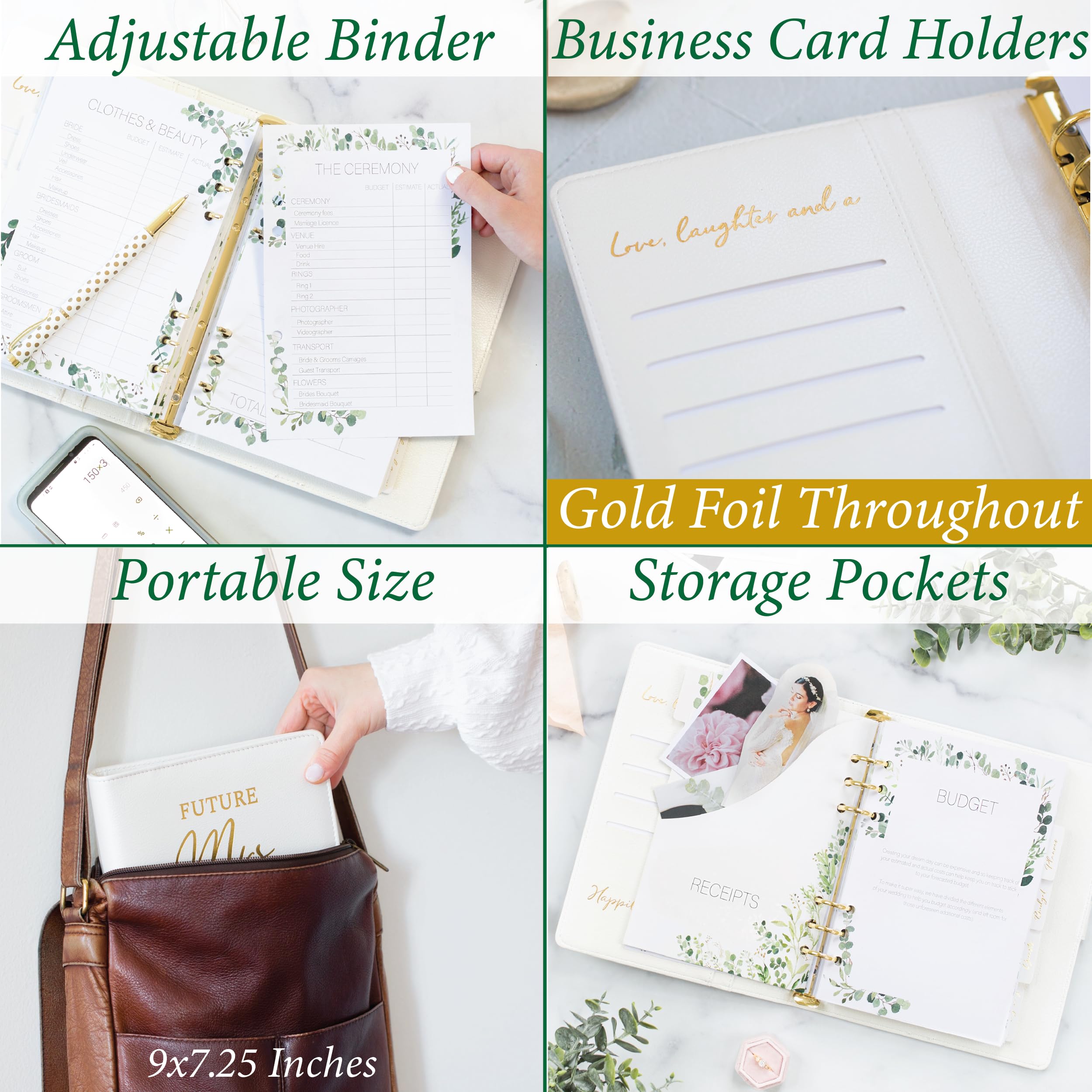 PERSONALIZED Wedding Planner Book and Organizer for The Bride Ð Faux Leather 'Future Mrs' Wedding Binder I Wedding Planning Book Checklist I Includes Pen, Bookmark & Stickers I Perfect Engagement Gift