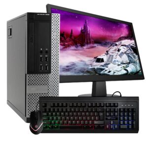 dell optiplex 9020 small desktop computer (sff) | quad core intel i5 (3.20ghz) | 16gb ddr3 ram | 512gb ssd solid state | windows 10 pro | 24in monitor | rgb mouse + keyboard (renewed), black