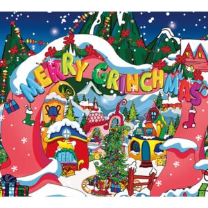 Allenjoy 82" x 59" Merry Grinchmas Christmas Backdrop for Kids Xmas Winter Let it Snow Happy New Year Holiday First Birthday Baby Shower Party Supplies Decoration Banner Photo Booth Props Background