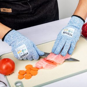 Kebada Cut Resistant Gloves, 100% Food Grade Cutting Gloves, ANSI A4 Protection Anti Cut Gloves; Glass-Free and Steel-Free, Level 5 Knife Gloves C4, Large